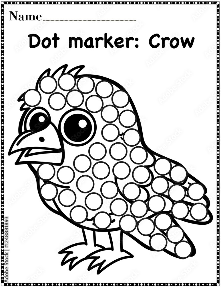 Crow dot marker worksheet activity for kids, preschool, kindergarten ...