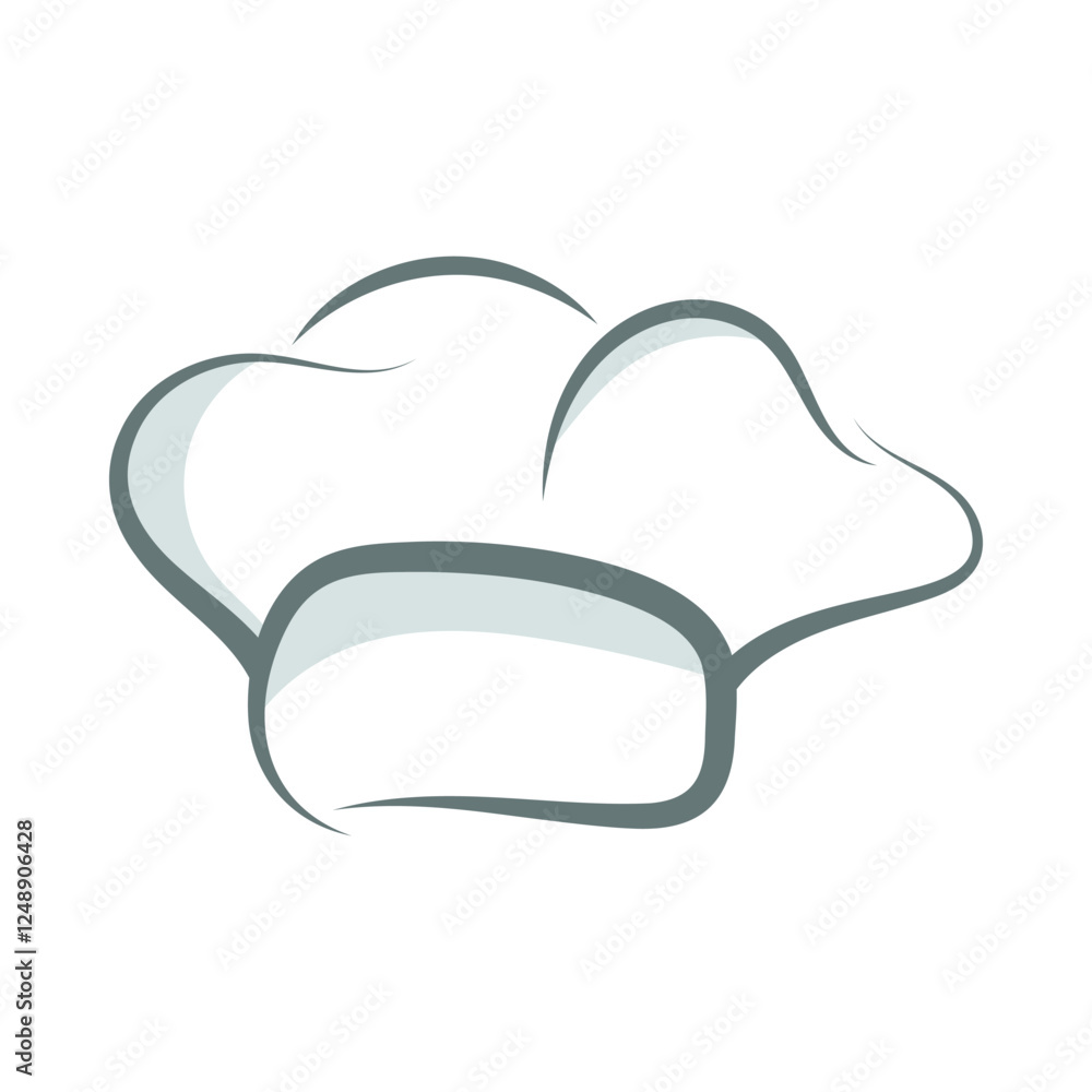 Chef hat elegant flat object isolated on white background line art ...