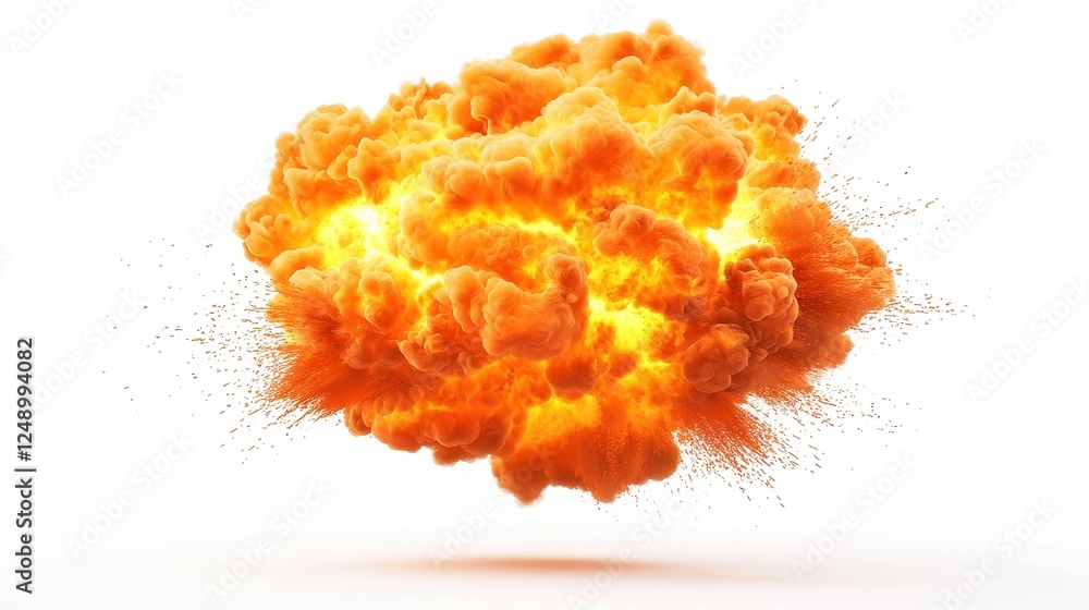 Massive Fiery Eruption with Roiling Smoke, an intense visual of a ...