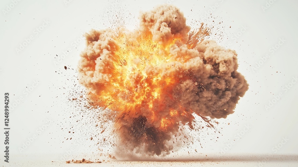 Massive Fusion Energy Explosion on White Background, bold display of ...