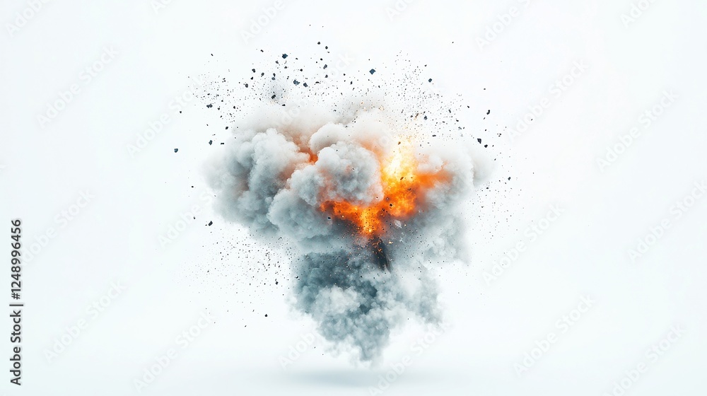 Mid-air missile explosion with dynamic smoke trails, dramatic display ...