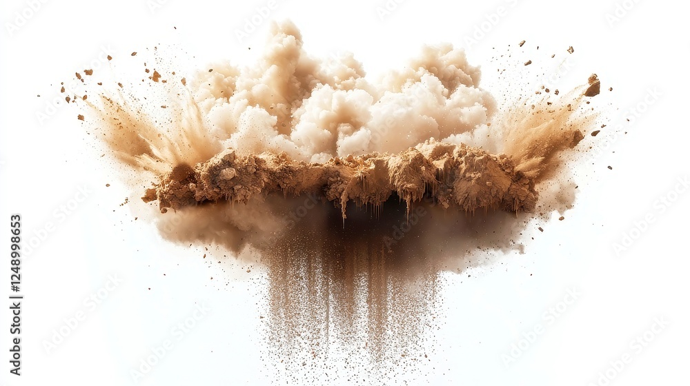 Underground Blast Impact, dramatic ground upheaval showcased against a ...