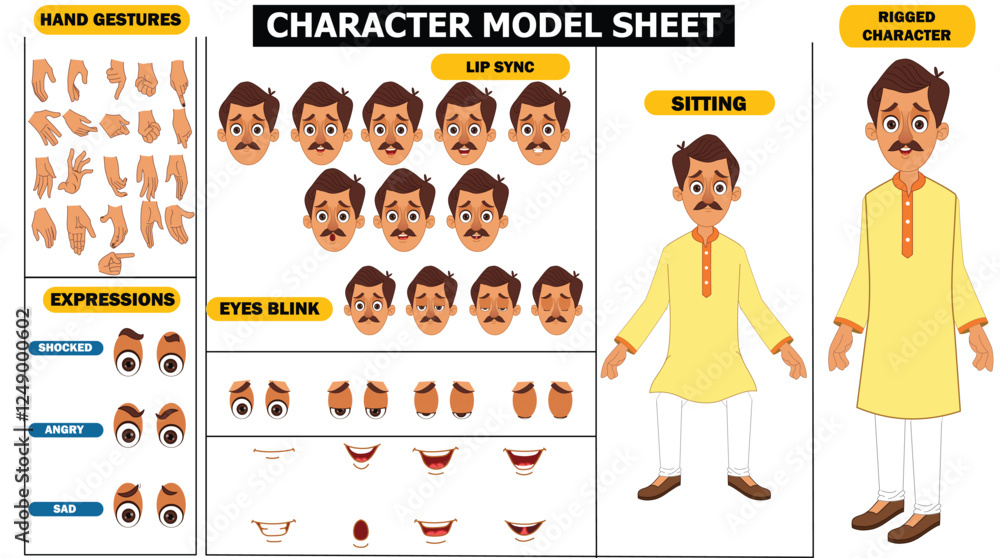Indian Village Man Sprite Sheet | Rigged 2D Character with Lip Sync ...