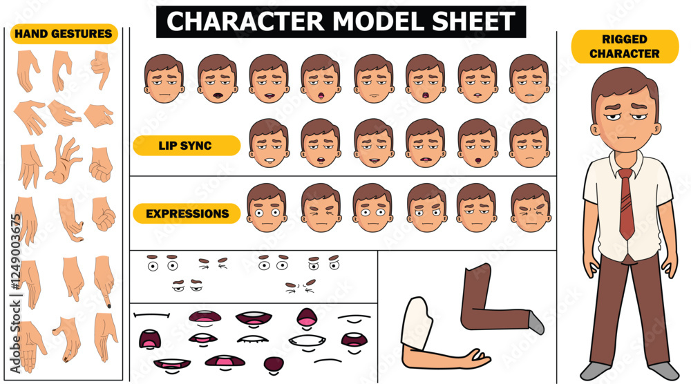 School Boy Sprite Sheet | Rigged 2D Character with Lip Sync, Walk Cycle ...
