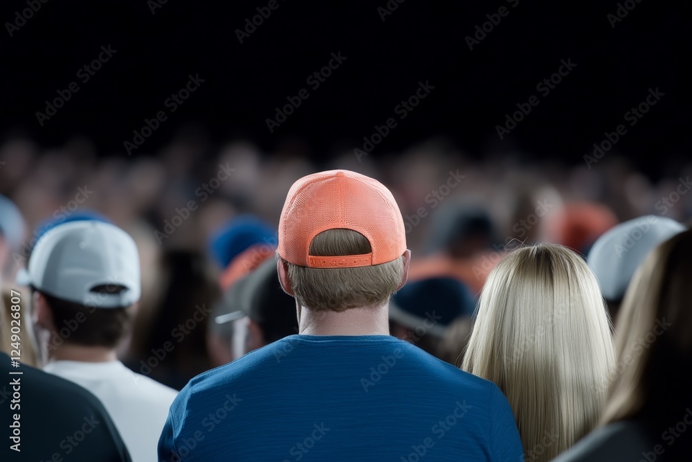 Crowd of spectators at an outdoor event, focused on the action, wearing ...