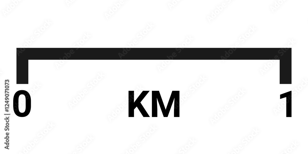 Black scale for map. One kilometer scale bar Stock Vector | Adobe Stock