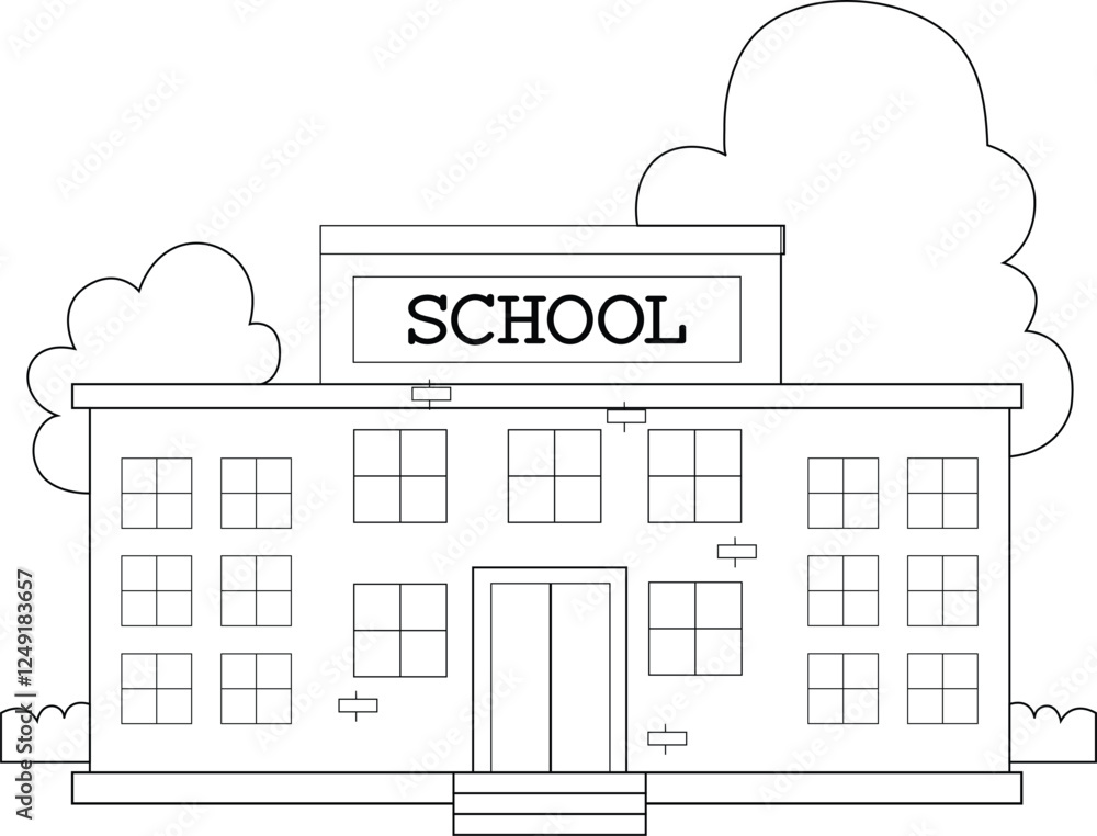 School Art coloring page kids vector Illustration Stock Vector | Adobe ...