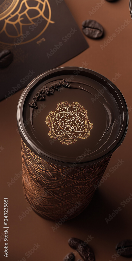 Packaging design for mocha mousse takeaways, with elegant patterns and ...