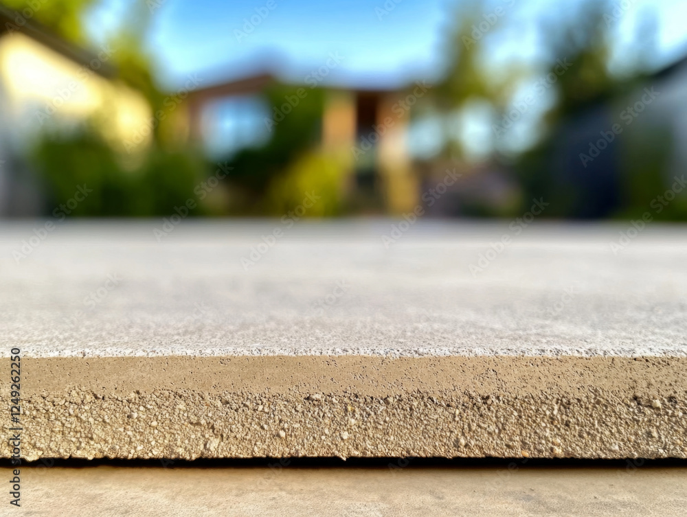 detailed view of concrete slab foundation with smooth surface and ...