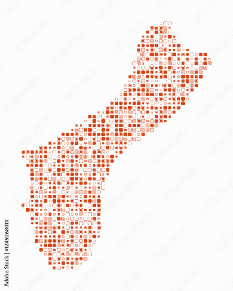 Guam, shape of the country built of colored cells. Digital style map of ...