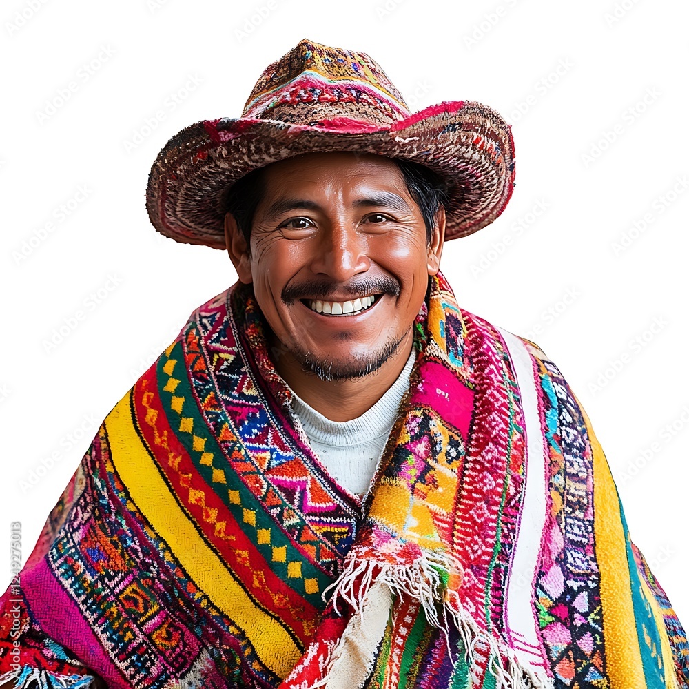 Smiling Peruvian Man in Traditional Attire: A portrait of a smiling ...