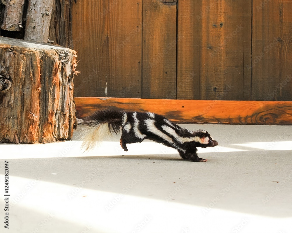 Stealthy Skunk: A striking image capturing a black and white skunk in ...
