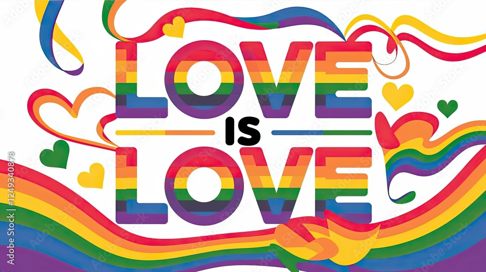 "LOVE IS LOVE" LGBTQ Awareness Poster Vector Template, LGBTQ+ community ...