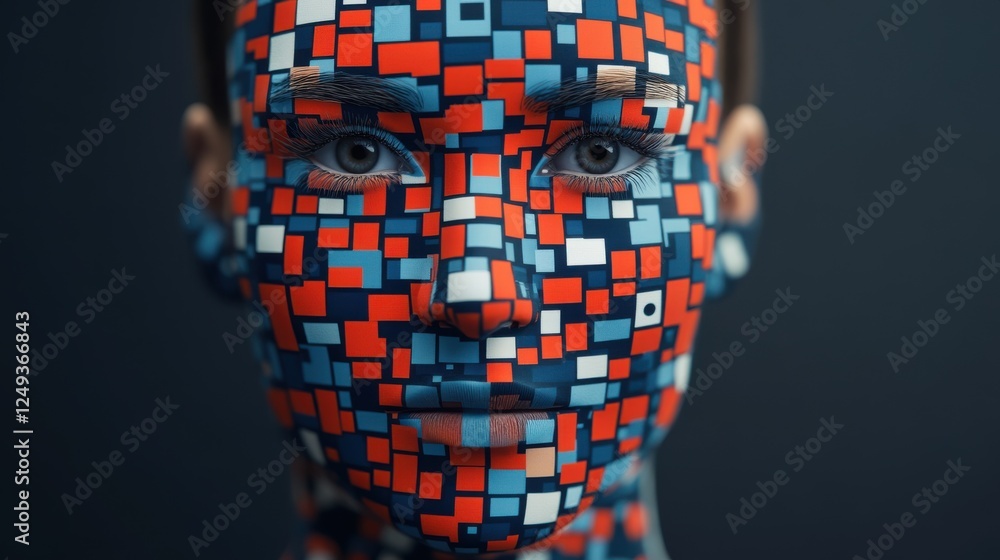 Distorted Face Covered in Overlapping Social Media Icons Representing ...