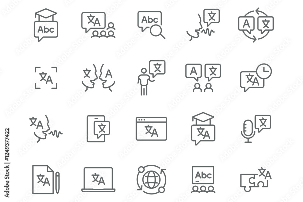 Translation Icons – A vector set with symbols for language learning ...