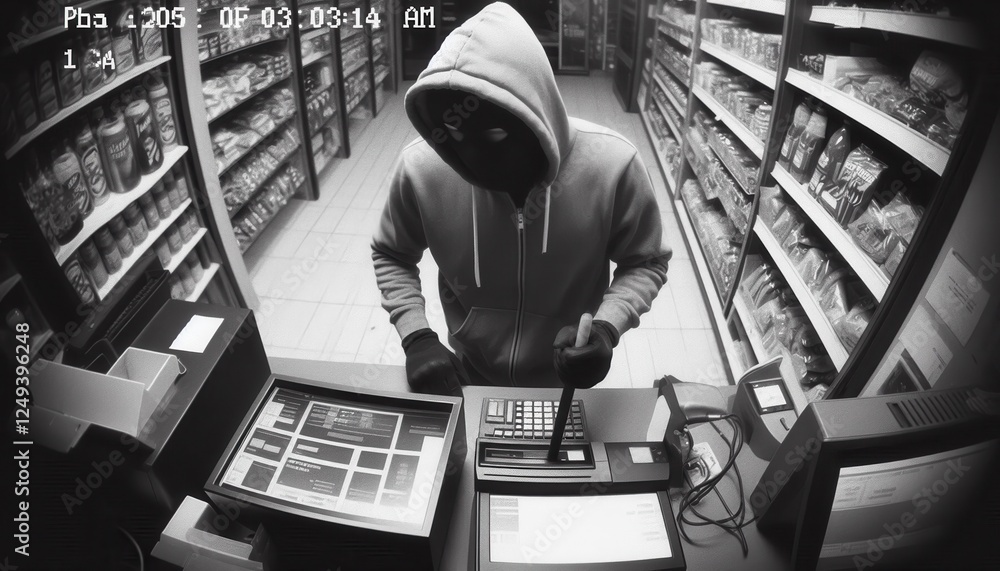 Store robbery incident convenience store security footage urban ...