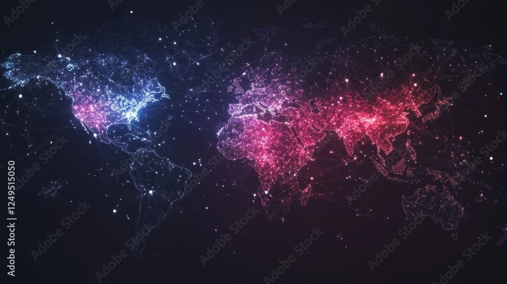 Connecting digital nodes global network map worldwide infographic ...