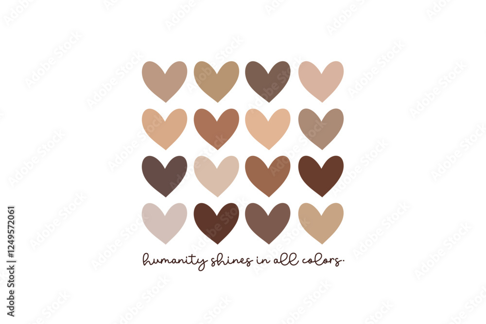 humanity shines in all colors, Skin Tone Hearts, Black History Month ...