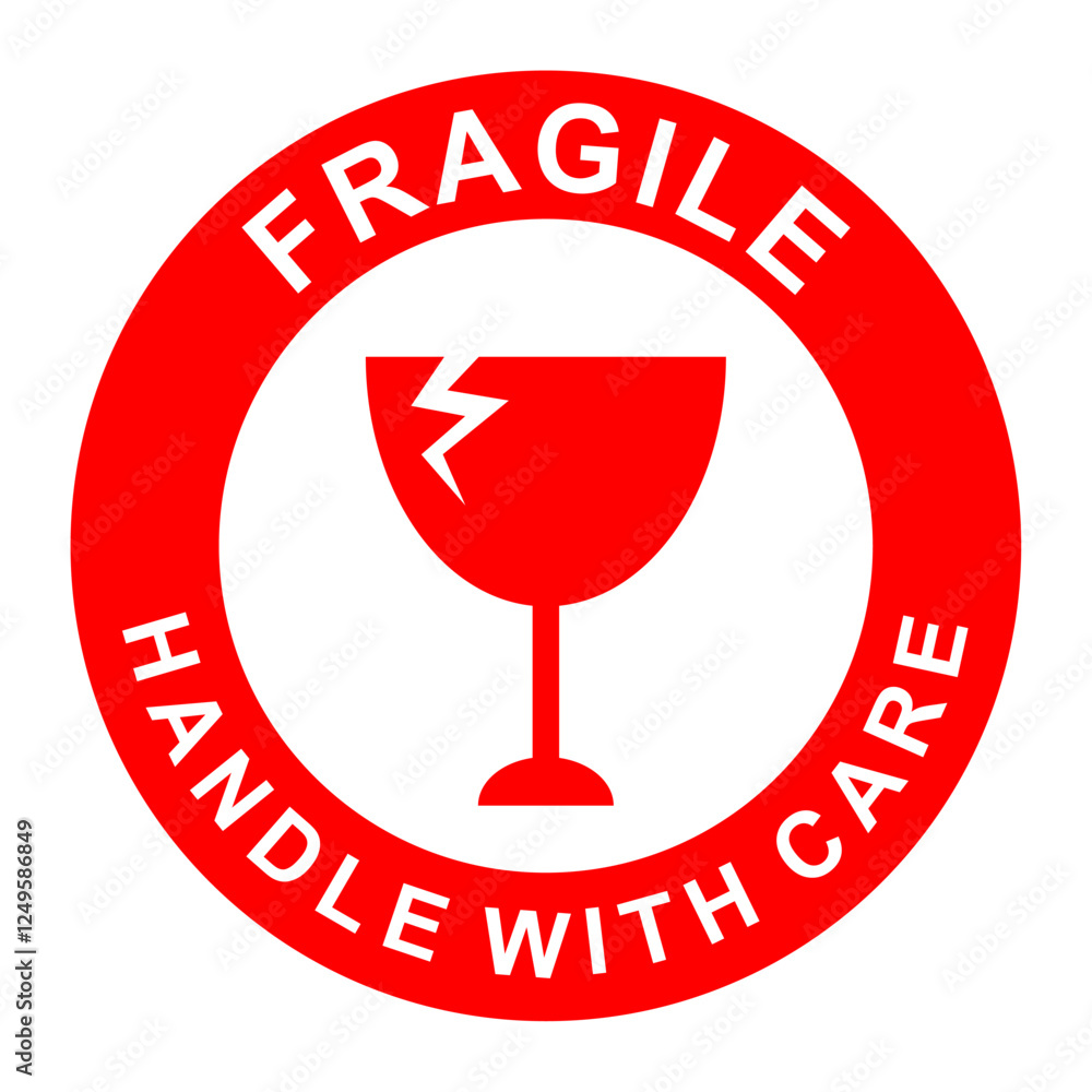Fragile Handle with Care Icon – Minimalist Broken Glass Symbol in ...