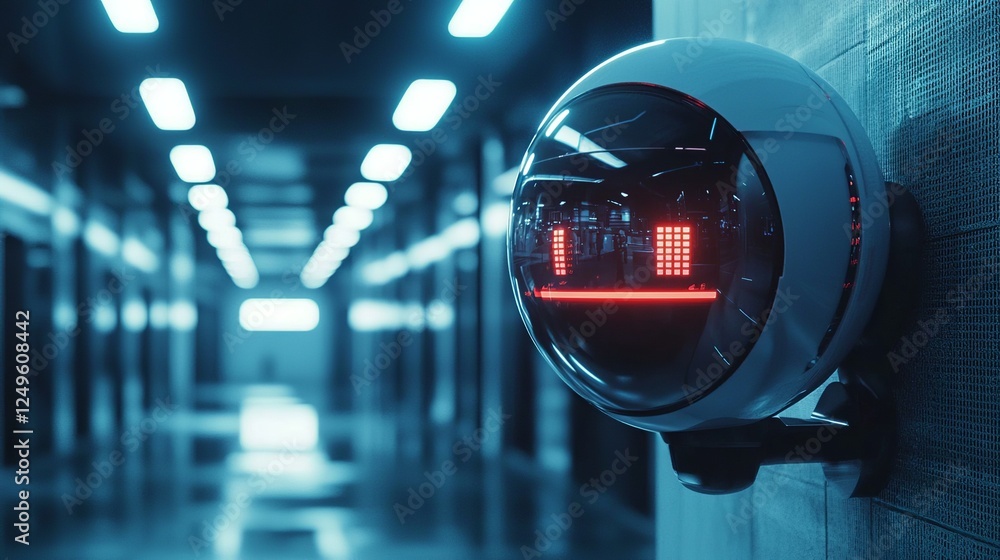 AI-Powered CCTV: A sleek AI-powered surveillance camera with a ...