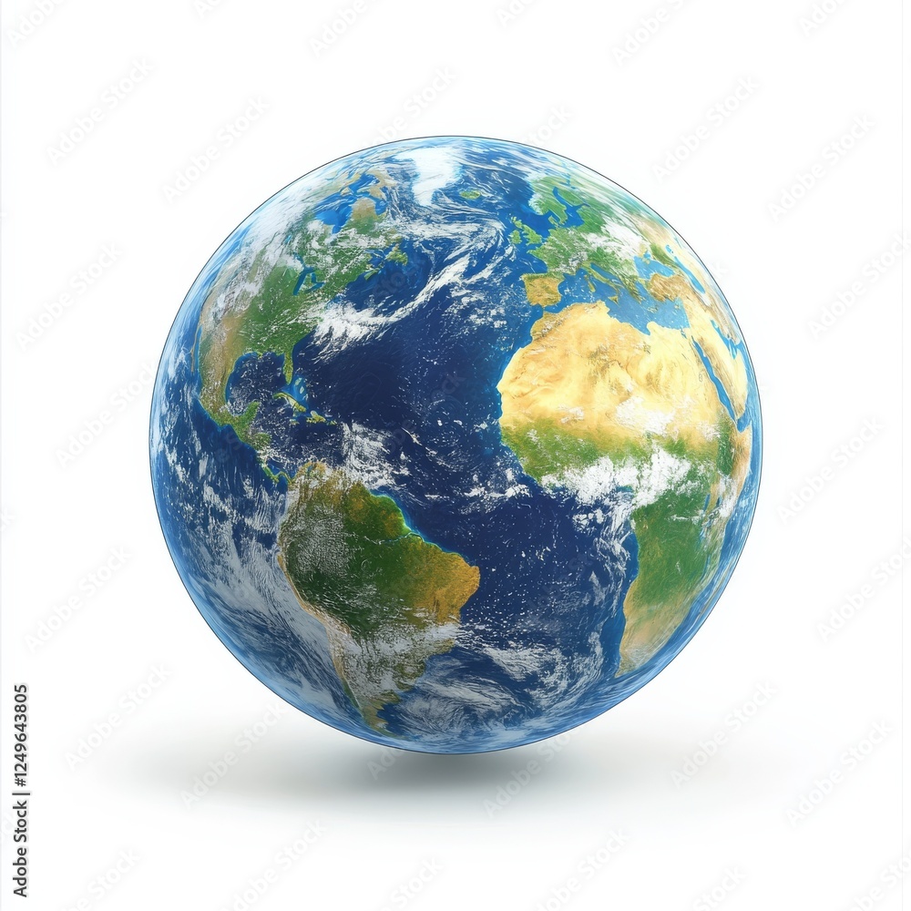 Earth 3D render icon on white background, representing global concepts ...