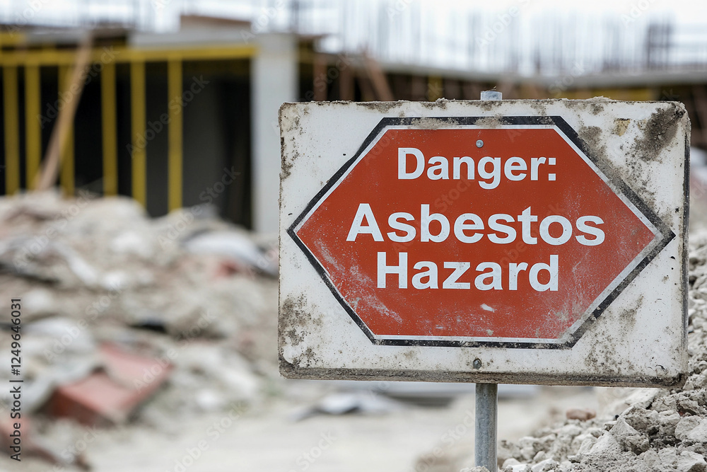 Asbestos Sign. Asbestos warning sign , Asbestos Hazard Signage Amidst ...