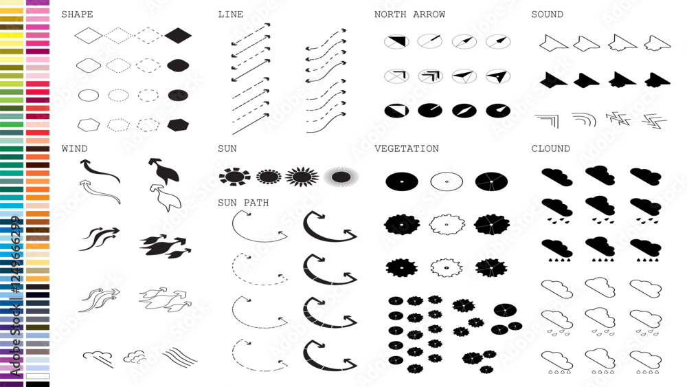 isometric architecture site analysis symbol icon element drawing ...