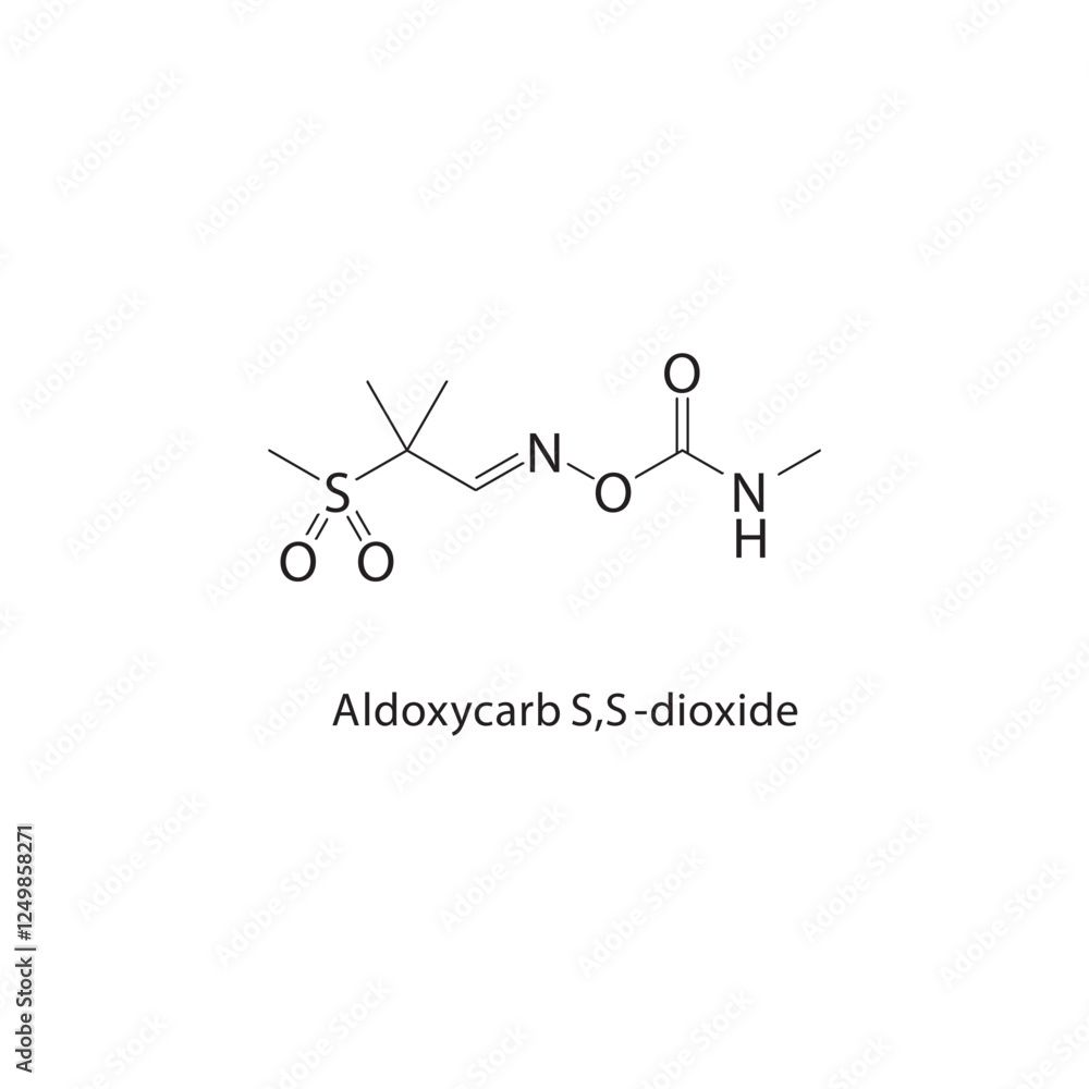 Aldoxycarb S,S-dioxide skeletal structure.Carbamate compound schematic ...