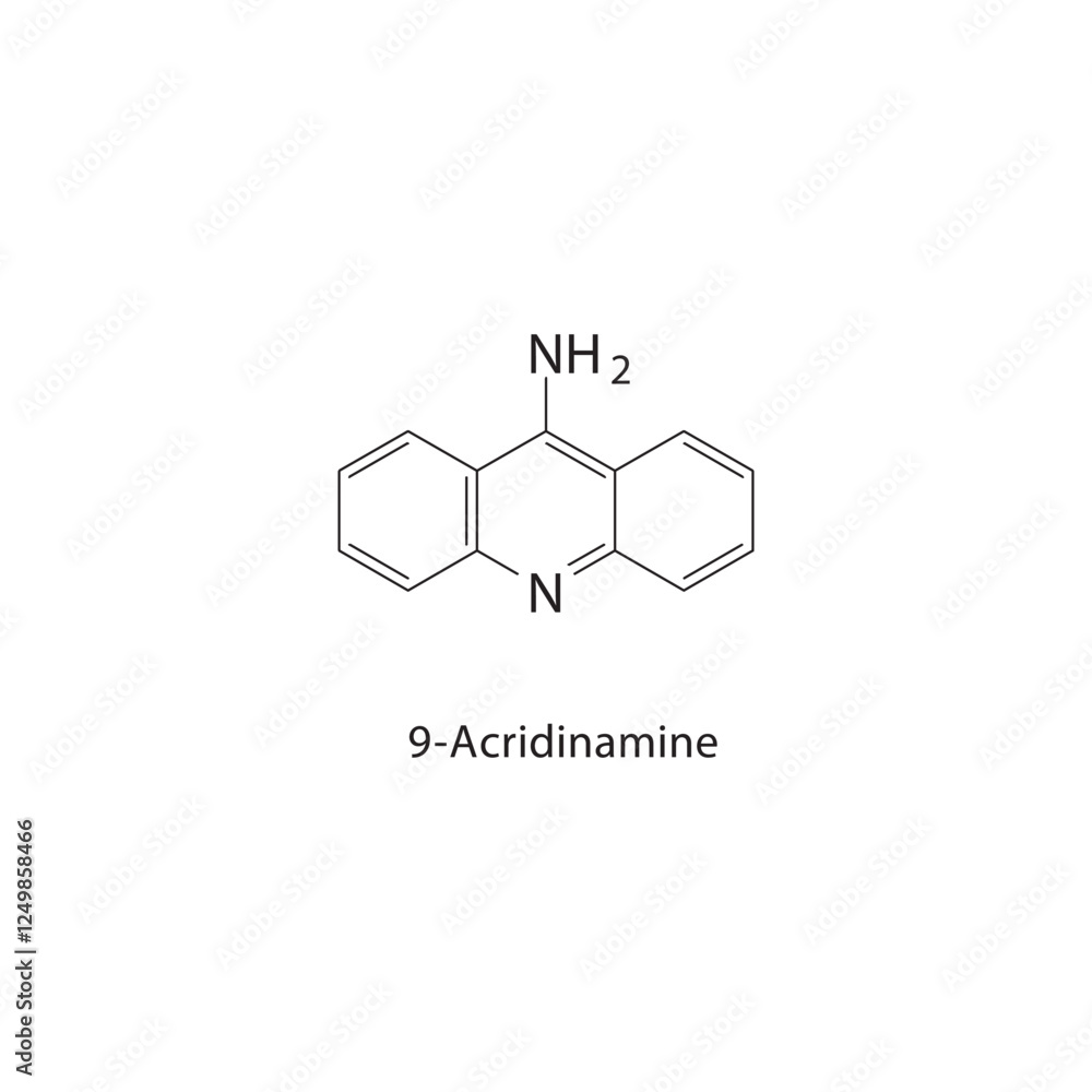 9-Acridinamine skeletal structure.Amine compound schematic illustration ...