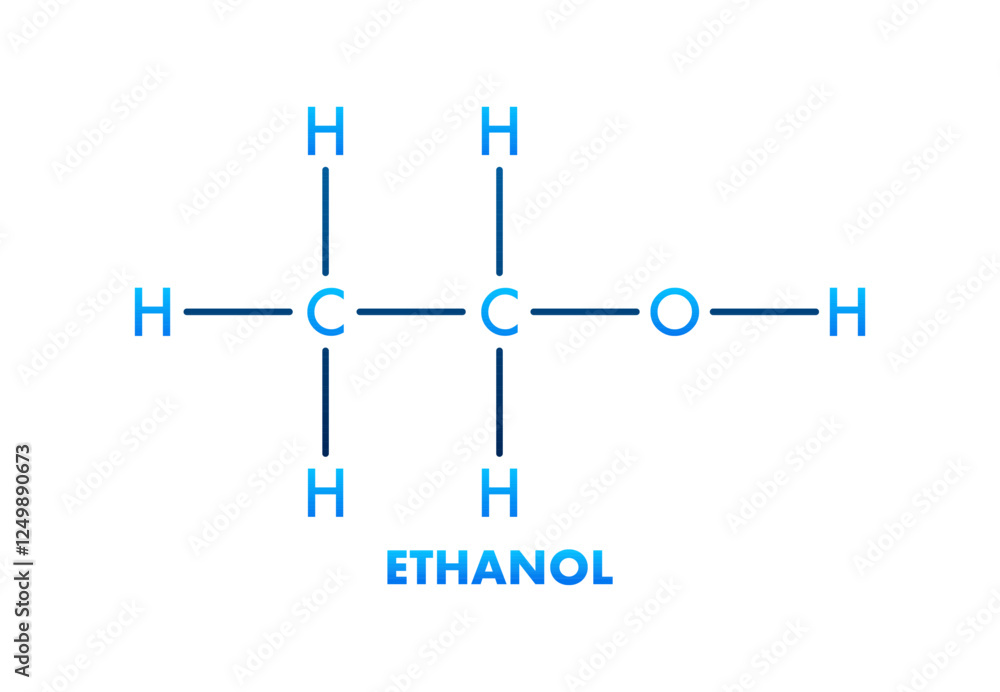 Ethanol Molecular Structure with Chemical Formula C2H6O Stock Vector ...