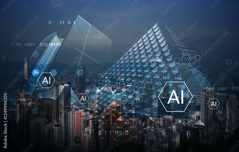 AI, Artificial Intelligence technology development concept. Smart city ...