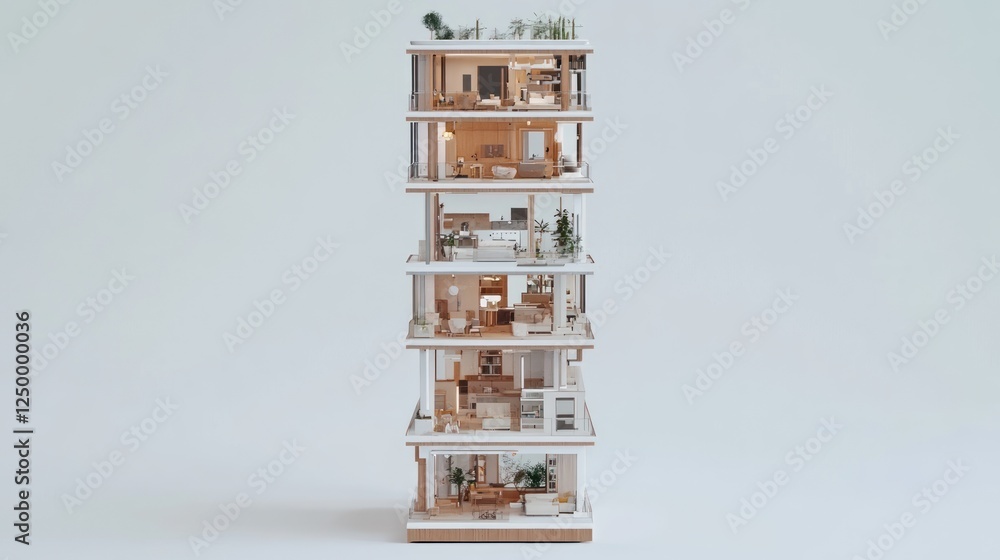 Modern Apartment Building Cross Section Interior Design Stock ...