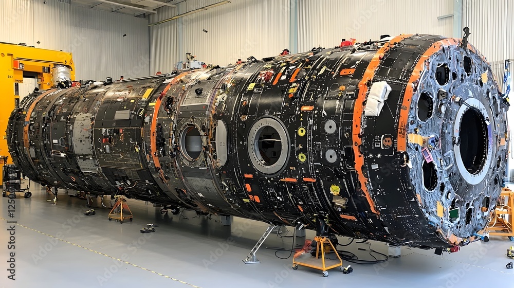 Lightweight carbon fiber satellite casing under construction showcasing ...