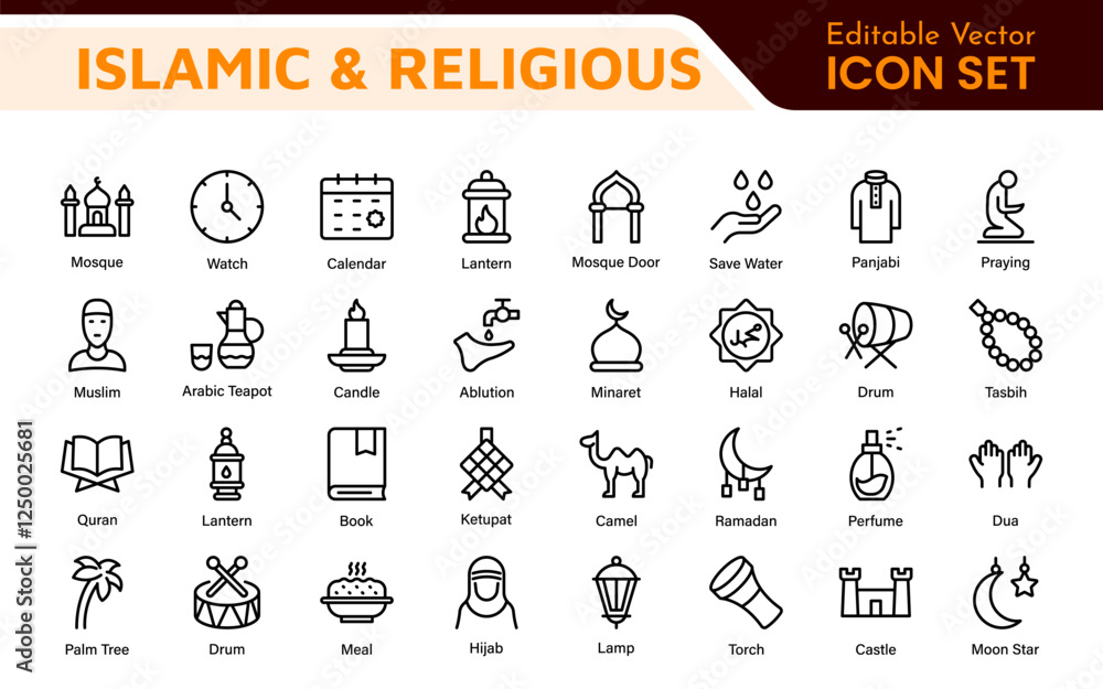 Islamic Icon Set. A beautifully crafted collection of icons reflecting ...