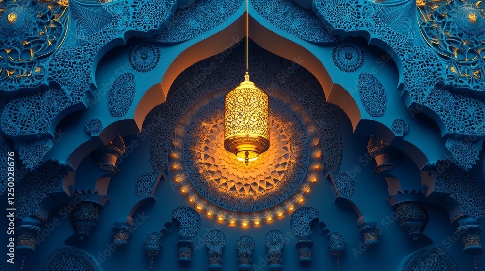 Elegant arabic background with intricate white and green geometric ...