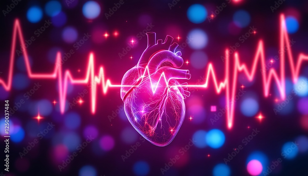 Heart's Rhythm: A Vibrant Anatomical Illustration with Pulsating Energy ...