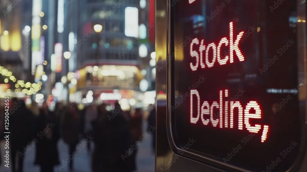 Stock Market Decline Displayed on Digital Screen in City Center at ...