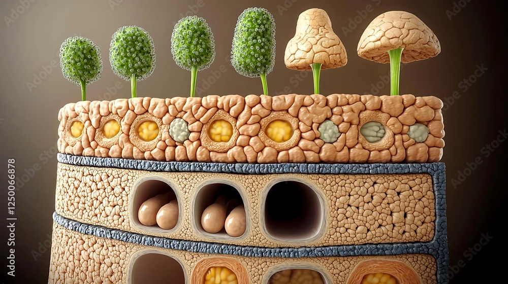 Cross Section of Plant Tissue Growth Stages Stock Illustration | Adobe ...