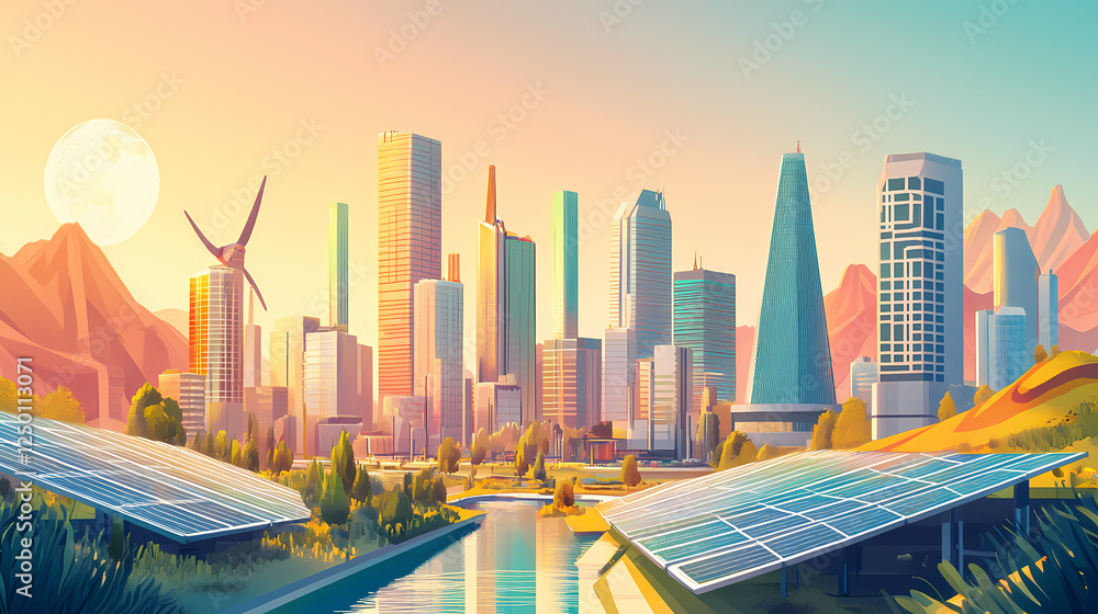 Bright and futuristic vision of a sustainable and climate-resilient ...