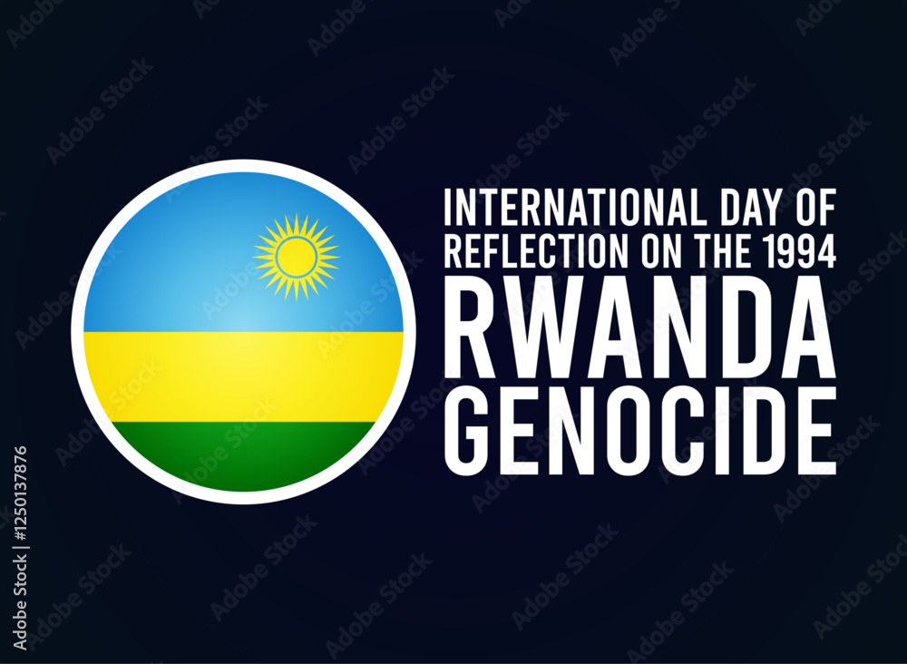 International day of reflection on the 1994 Rwanda genocide. Rwanda flag icon. Poster or banner ...