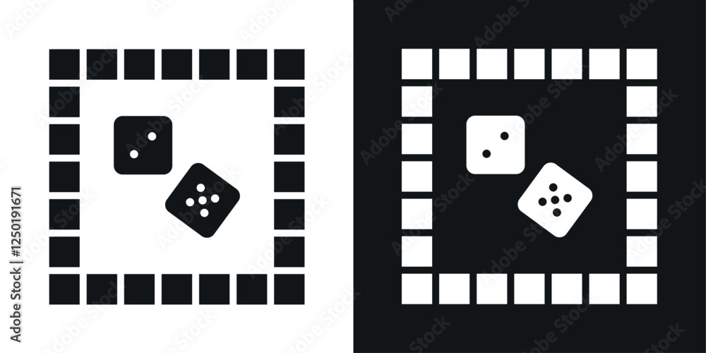Game board icons set in flat solid black and white colors for ui ux ...