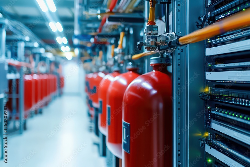 Advanced fire suppression system in server room, using inert gases to ...