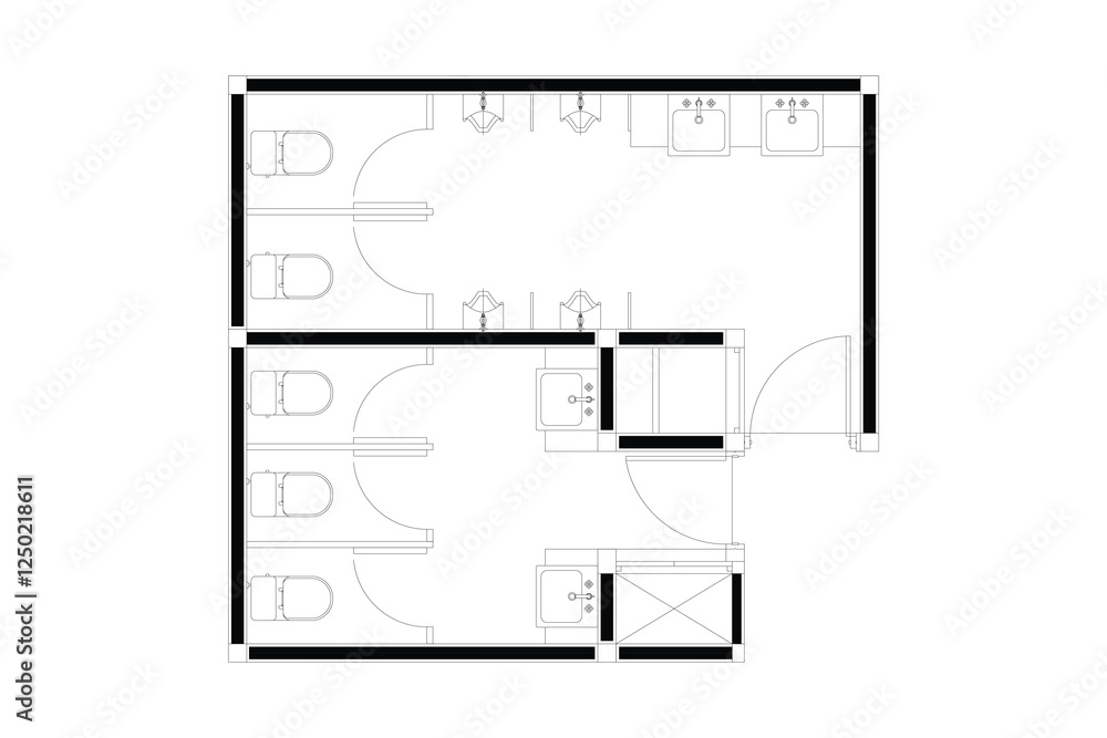 2 dimension of layout public toilet gent and ladies of interior design ...