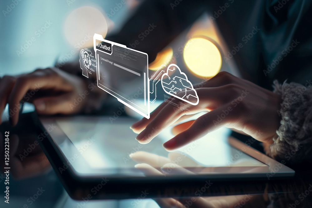 Human interact with AI artificial intelligence virtual assistant ...