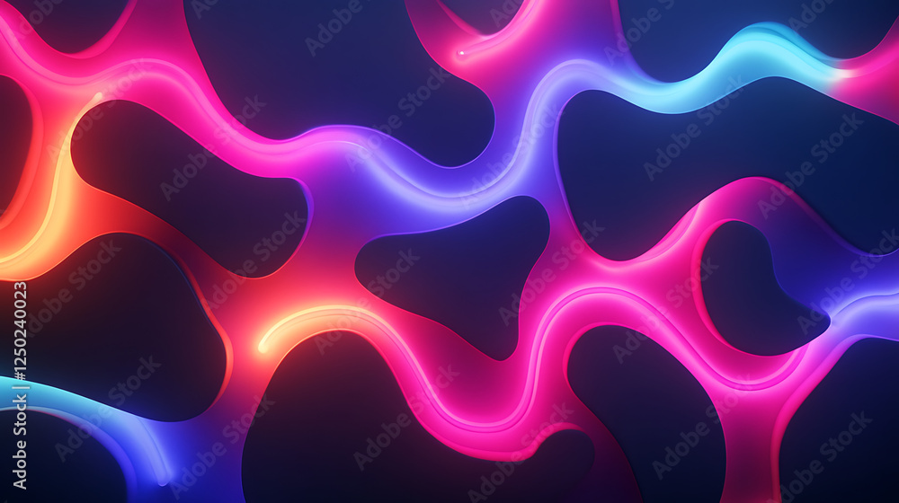 Abstract fluid multi-color background on dark black walls, featuring ...