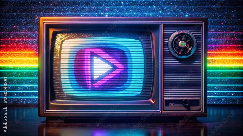 Nostalgic VHS Tape on Retro TV Screen with Play Symbol - Vintage ...