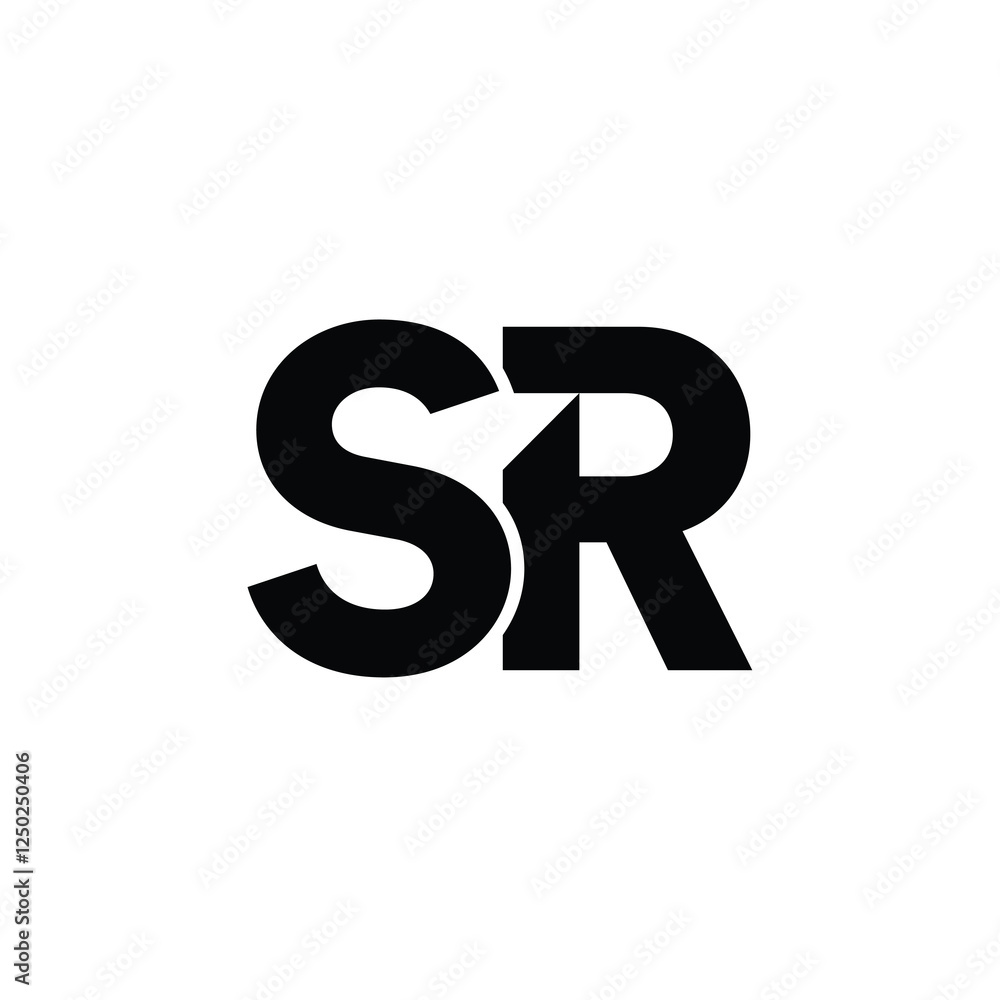SR monogram logo design letter text name symbol monochrome logotype ...
