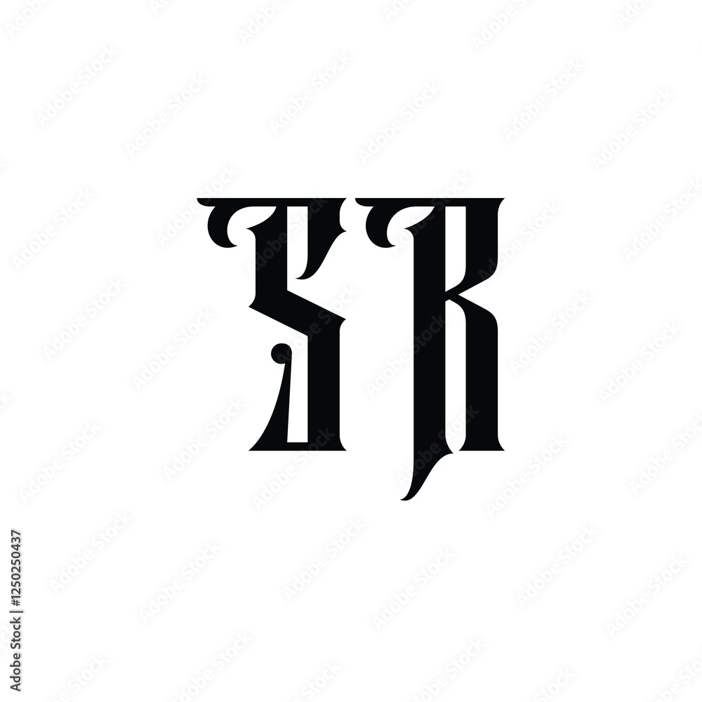 SR monogram logo design letter text name symbol monochrome logotype ...