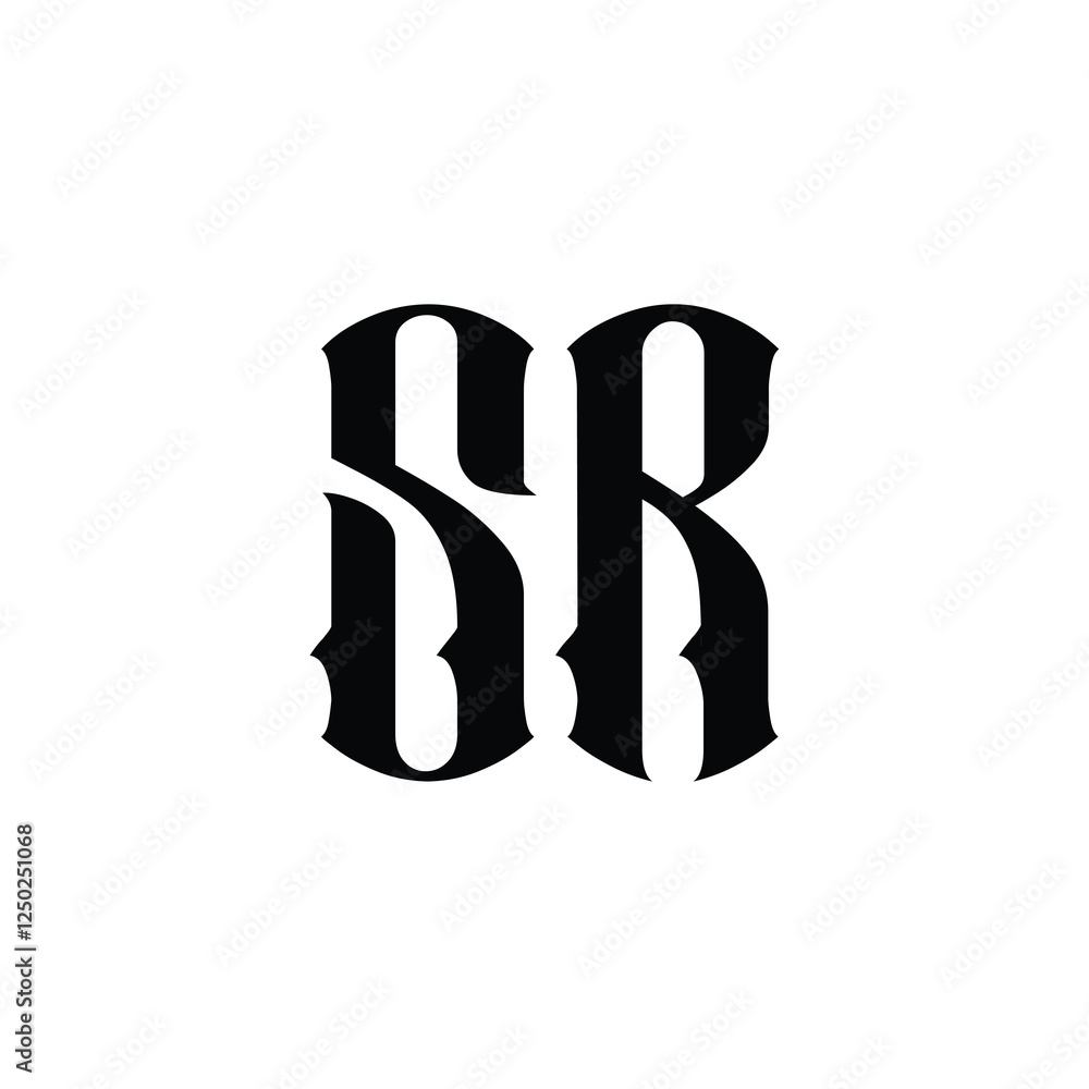 SR monogram logo design letter text name symbol monochrome logotype ...