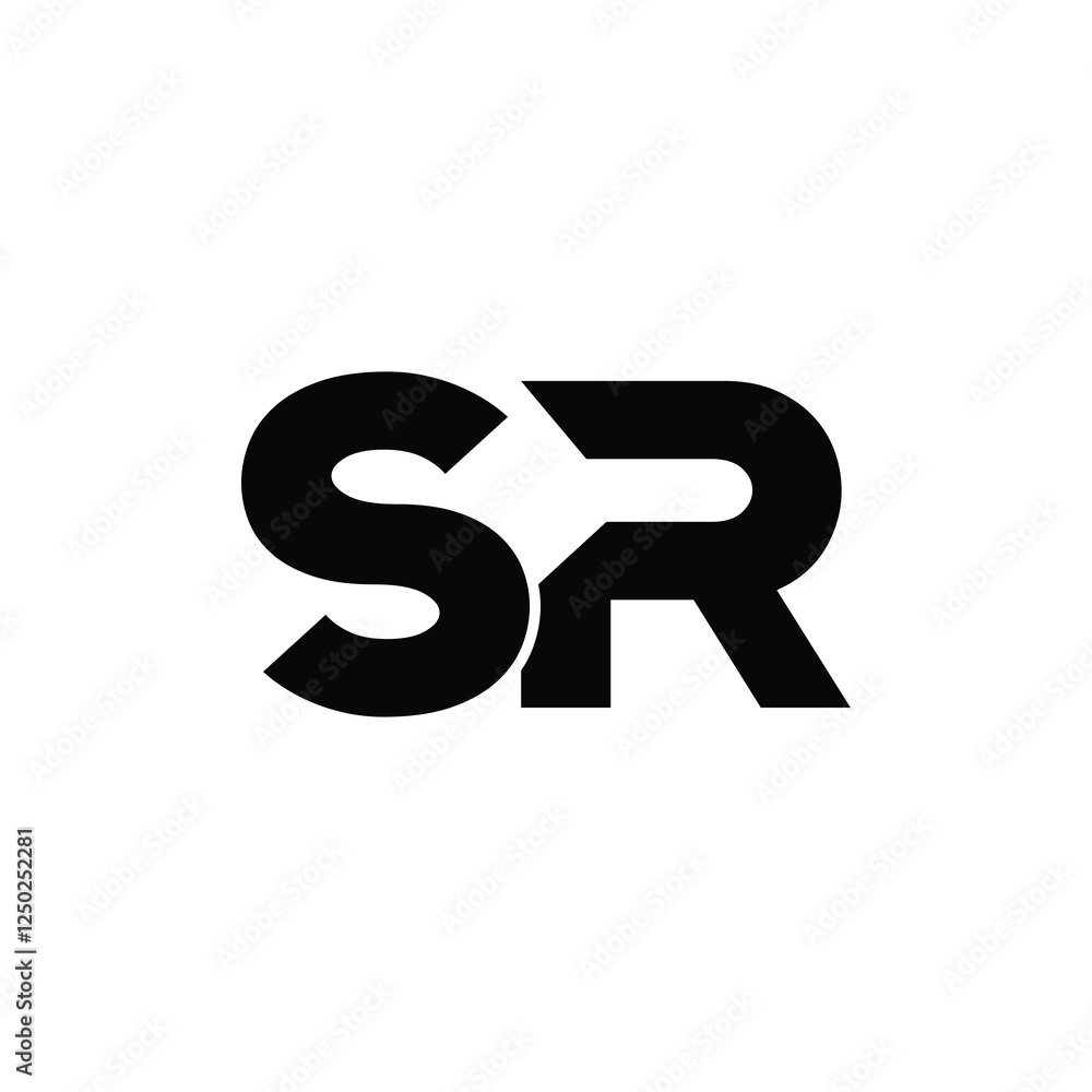 SR monogram logo design letter text name symbol monochrome logotype ...